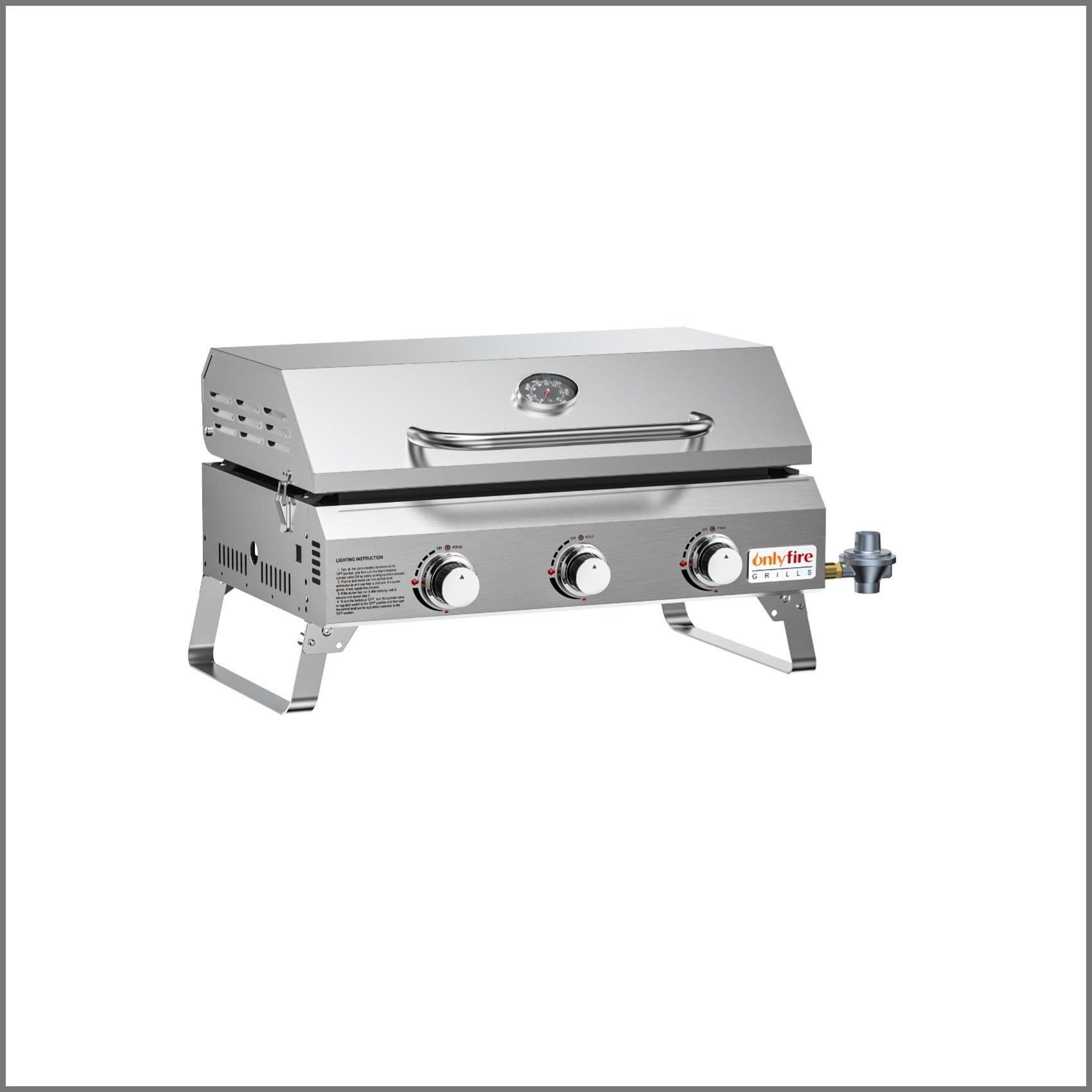 Onlyfire Tabletop Griddle with Foldable Legs, Portable 3-Burner Propan ...