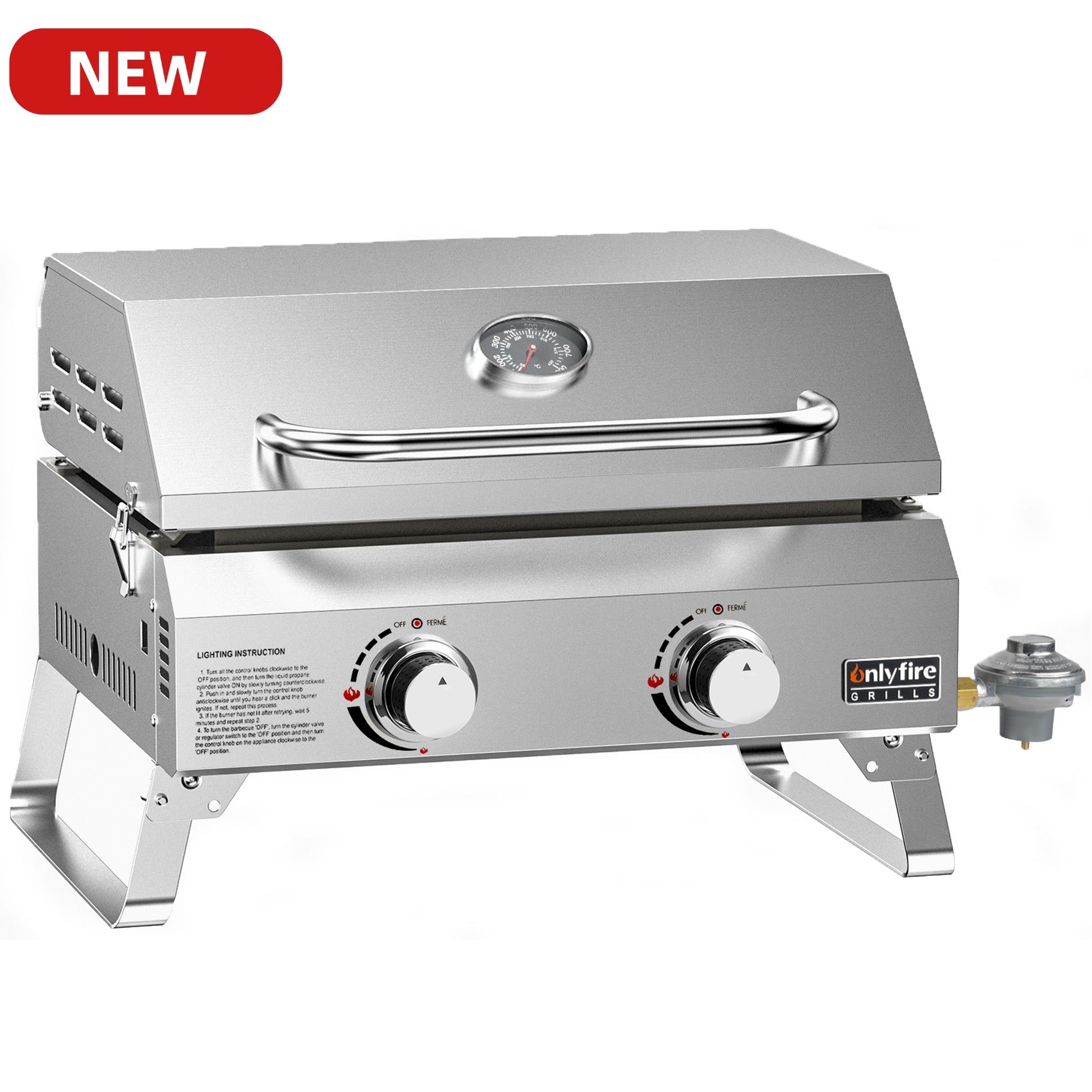 Onlyfire Flat Top Tabletop 2-Burner Gas Griddle – OnlyFire